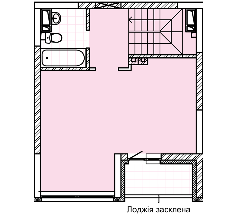Однокімнатна квартира 76,51 кв.м. будинок №2, секція №2, 11-12 поверх в ...